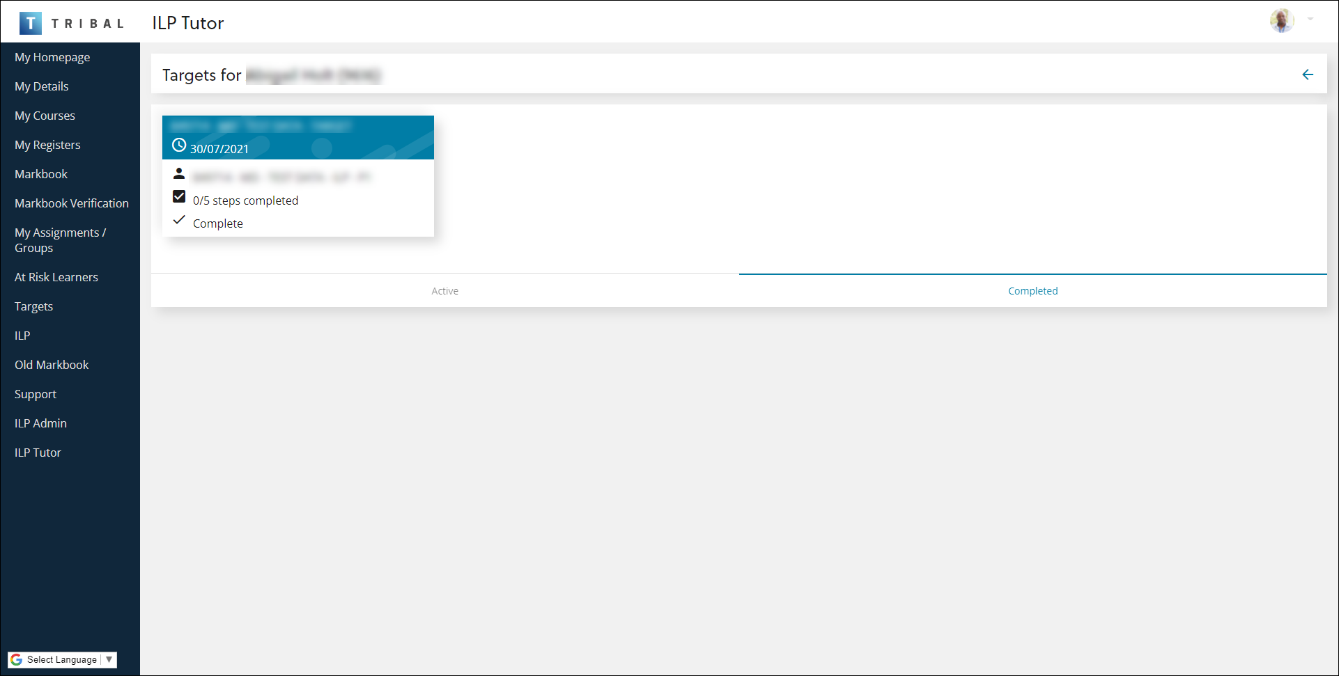 Manage ILP Targets as a Tutor